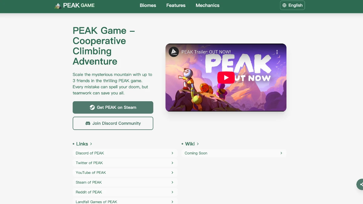 PEAK Spiel: Online Co-op Kletter Abenteuer Spiel auf Steam